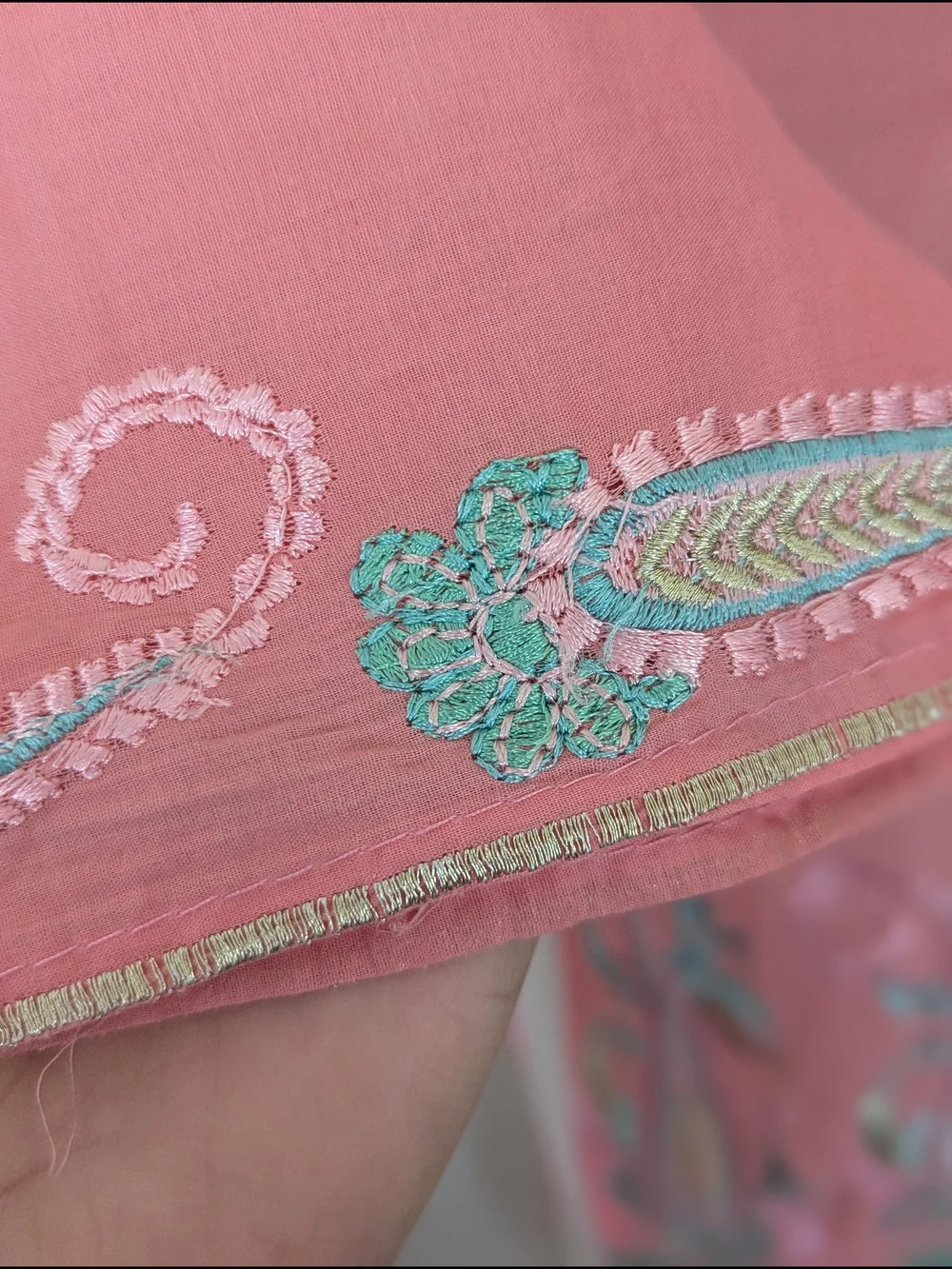 Kurtas | Womens Pink Teal Embroidered Kurta Top Indian South Asian ...